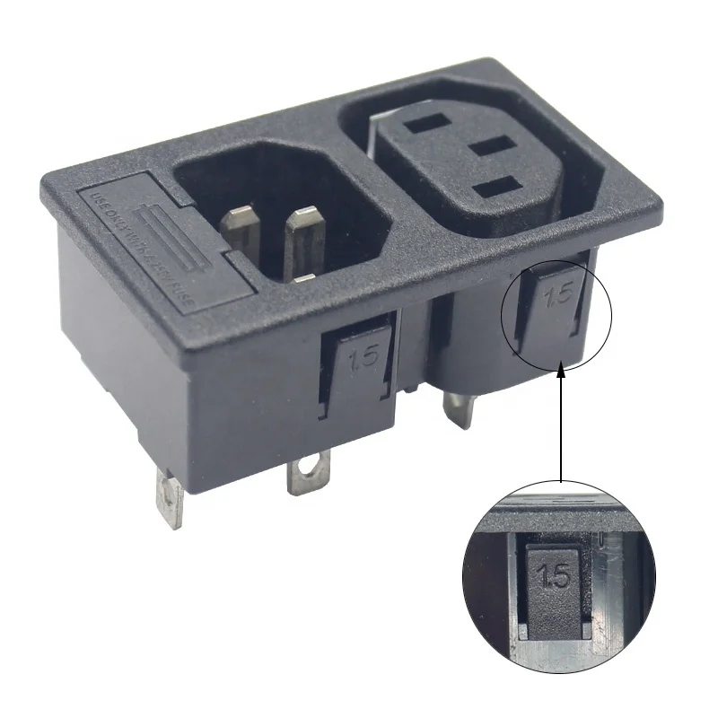IEC AC Power Inlet Connector C13 and C14 AC Socket 1.5 Card Slots Plug ...