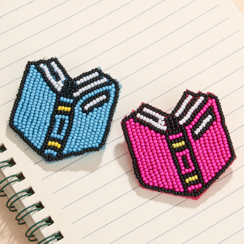 Novelty Creative Cute Rose Blue Book Brooch Bohemian Style Rice Bead ...