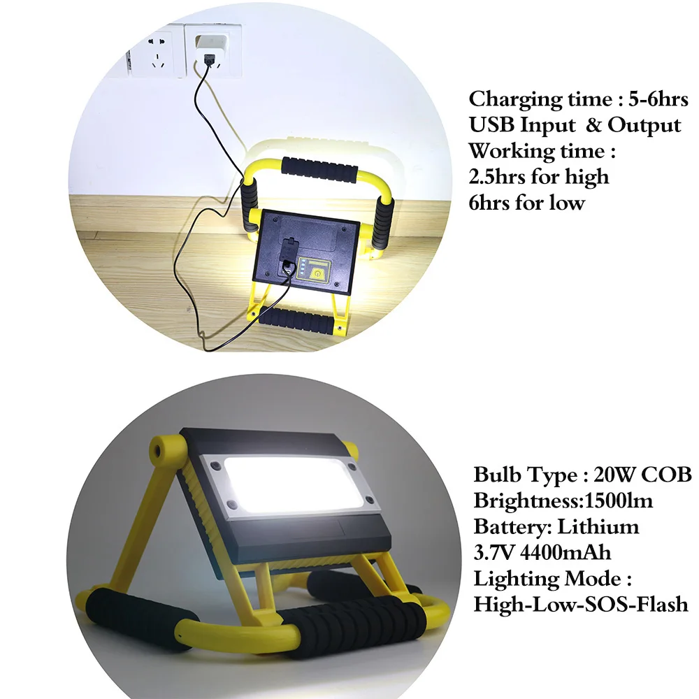 TS Lighting 1500lm 20W COB LED Work Light - Portable & Rechargeable