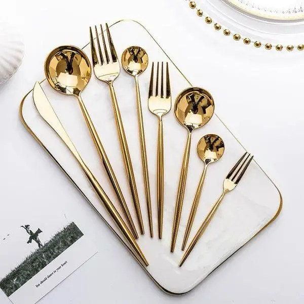 Hot Sell 2025 Flateware Cutlery Set with Golden Finished Trendy ...