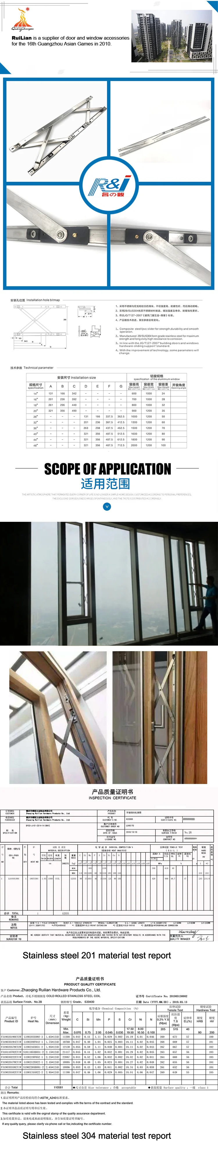 Square Sliding Double Cross Parallel Window Friction Stay Hinge by R&J