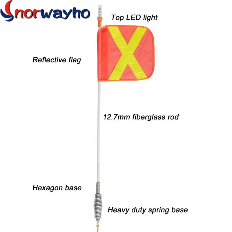 Factory Price 1.8m/2.4m/3m/3.6m Mine Safety Flag Whip With Heavy Duty ...