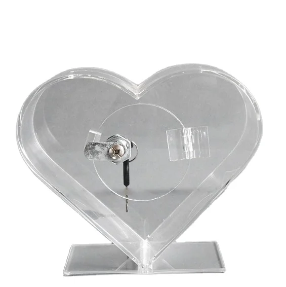 Wholesale Clear Acrylic Heart Shape Ballot Box for Events
