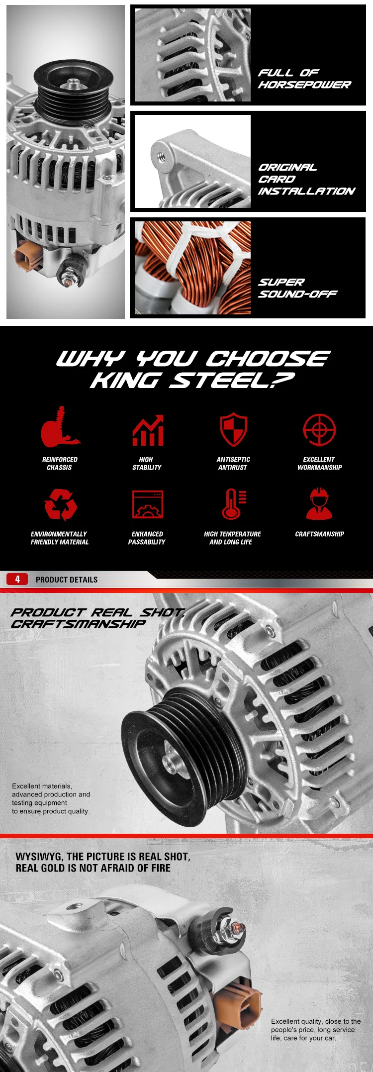 KINGSTEEL Alternator 27060-0L020 for Toyota Hilux 1KD 2KD