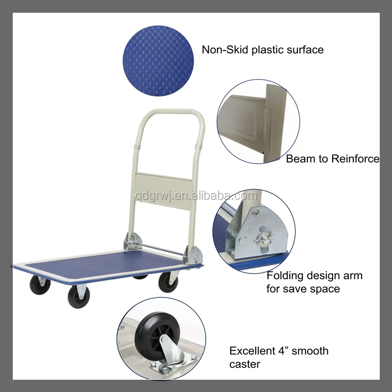 Foldable Metal Hand Trolley Four Wheels Platform Hand Truck Ph150 - Buy ...