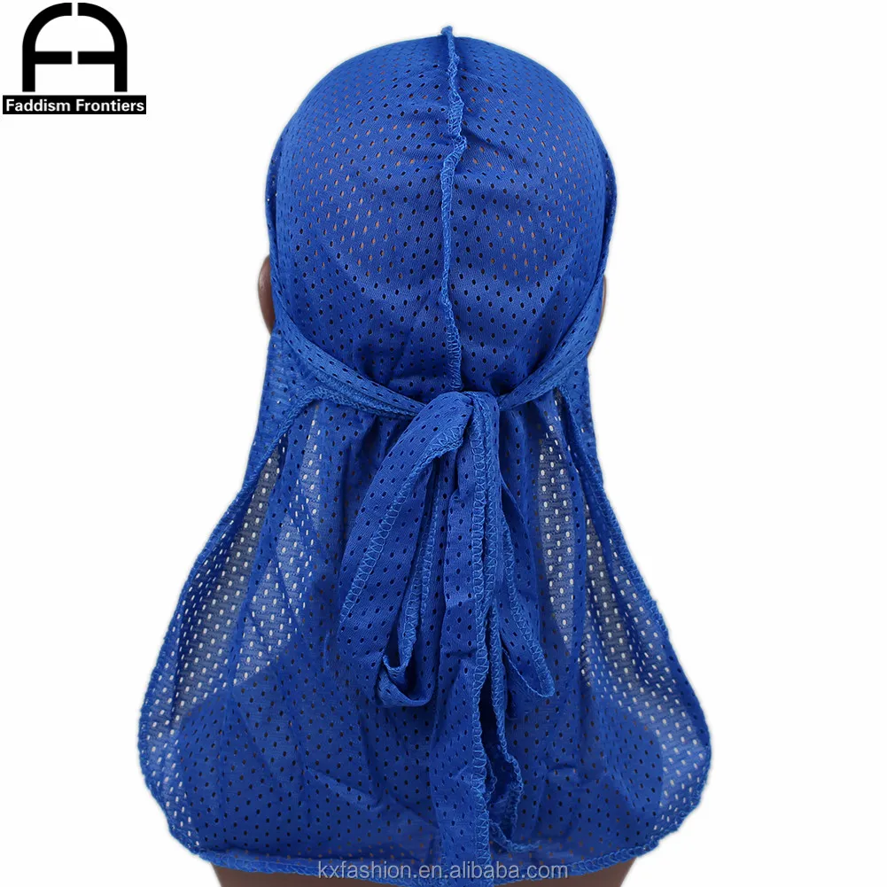 Summer Polyester Men Durag Breathable Mesh Long Tail Durags Bandanas ...