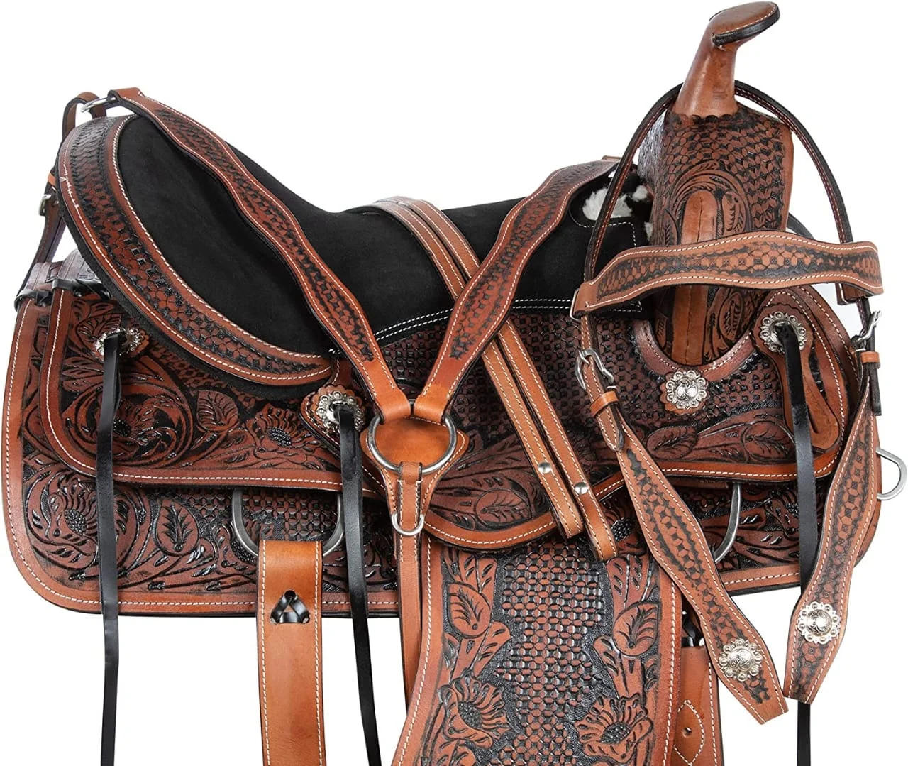 High Quality Horse Leather Western Show Barrel Trail Horse Saddle