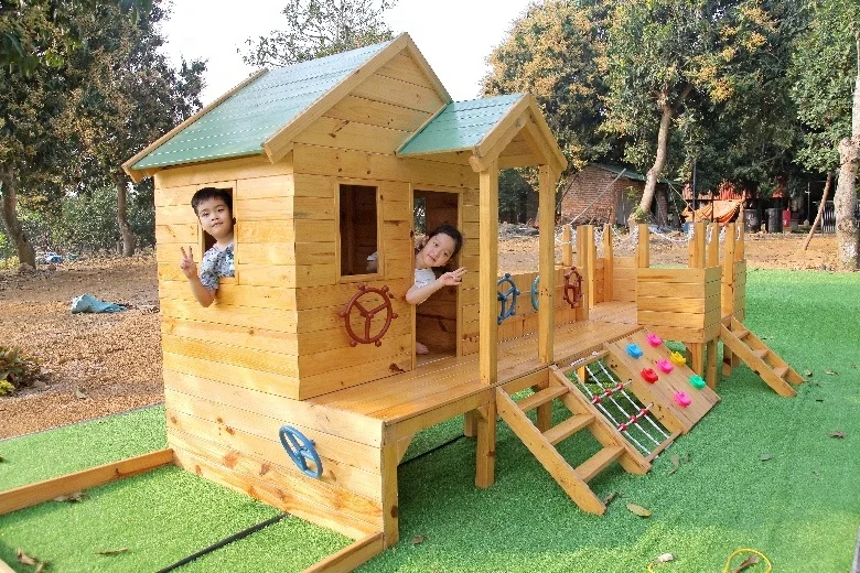 Outdoor Wood Garden Kids Wooden Playhouse Outdoor Playhouse Outside ...