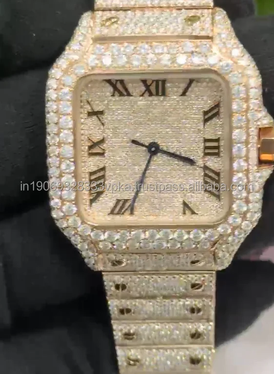 Luxury Silver Square Diamond Watch Analog Quartz Movement Unisex ...