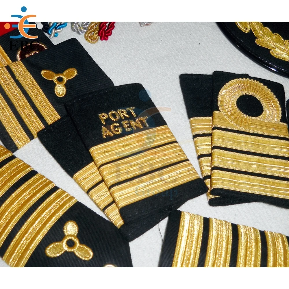 Oem Top Rank Three Stripes First Officer Gold Black Soft Epaulets ...