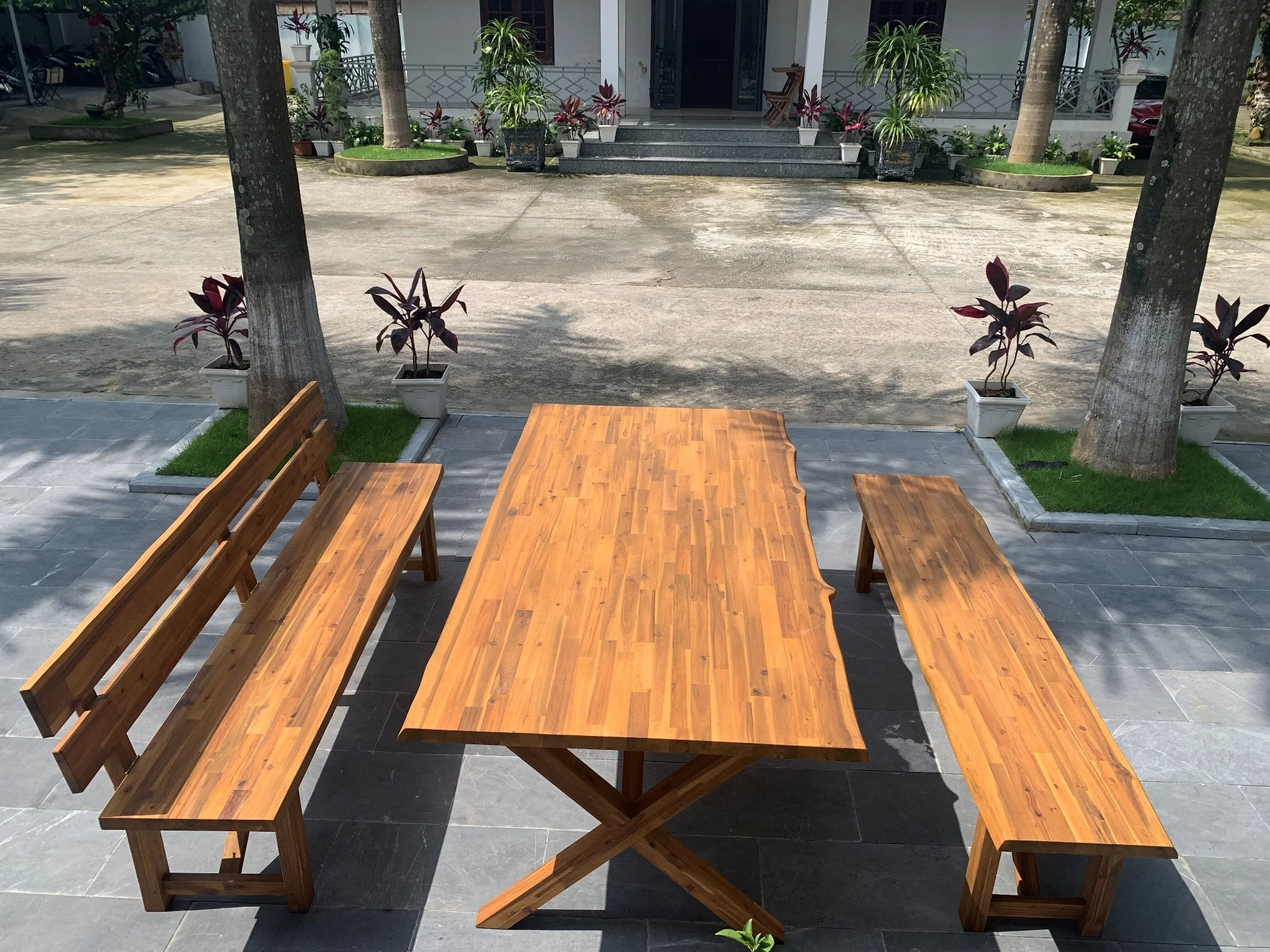 Full Length Teak Or Acacia Dinning Set Tabletop Dinning Sets Live Edge ...