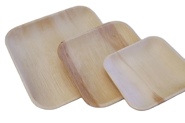 High Quality Palm Plate square Wooden Palm Leaf Dinner Plate Multiple ...