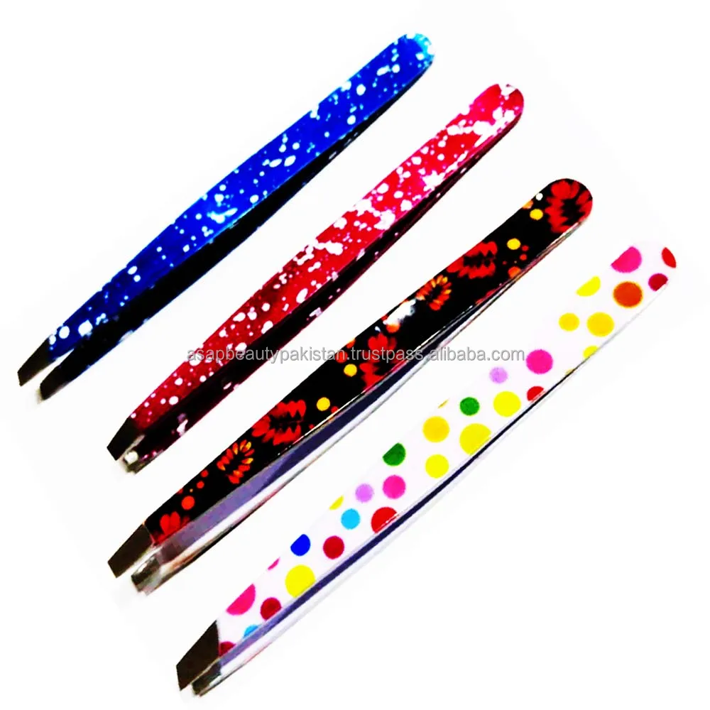 Powder Coated Slanted Tip Stainless Steel Mini Slant Tweezer Neon Pink ...