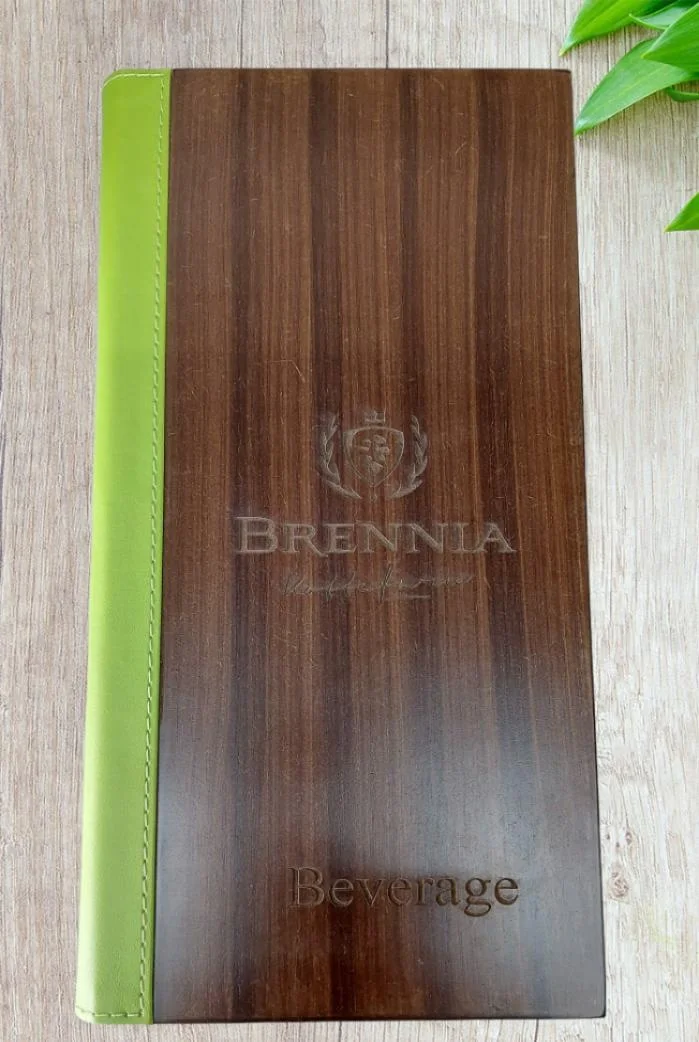 Wooden Menu Folder with Beautiful Design Laser Cut and logo Engraved ...