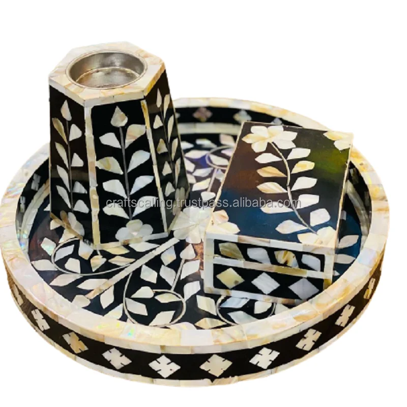 Bone Inlay Trays And Incense / Burner/ Mubkhar / Bakhoor Sets Of Mother ...