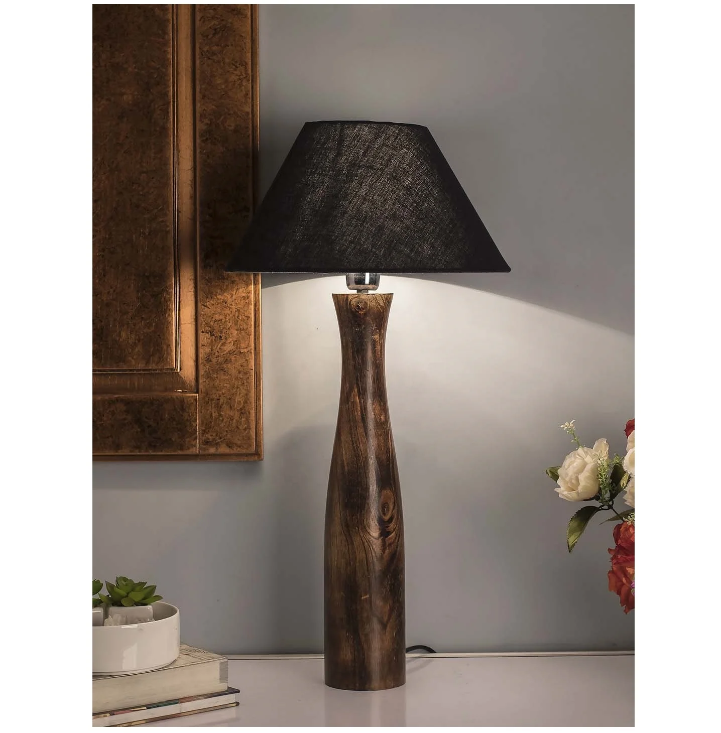 Mango Wood Natural Polish Simple Design Table Lamp For Home Decor - Buy ...