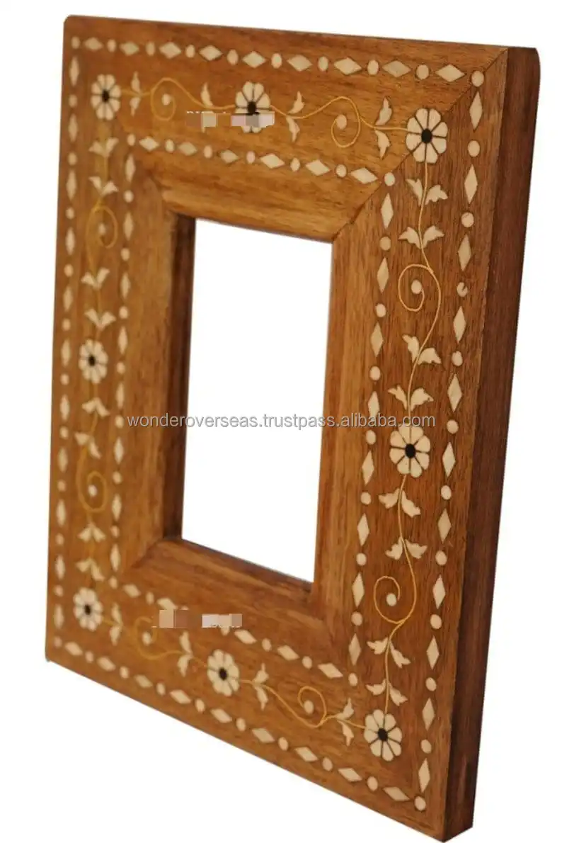 Wooden Rustic Bone Inlay Picture Frame Set With High Definition Glass ...