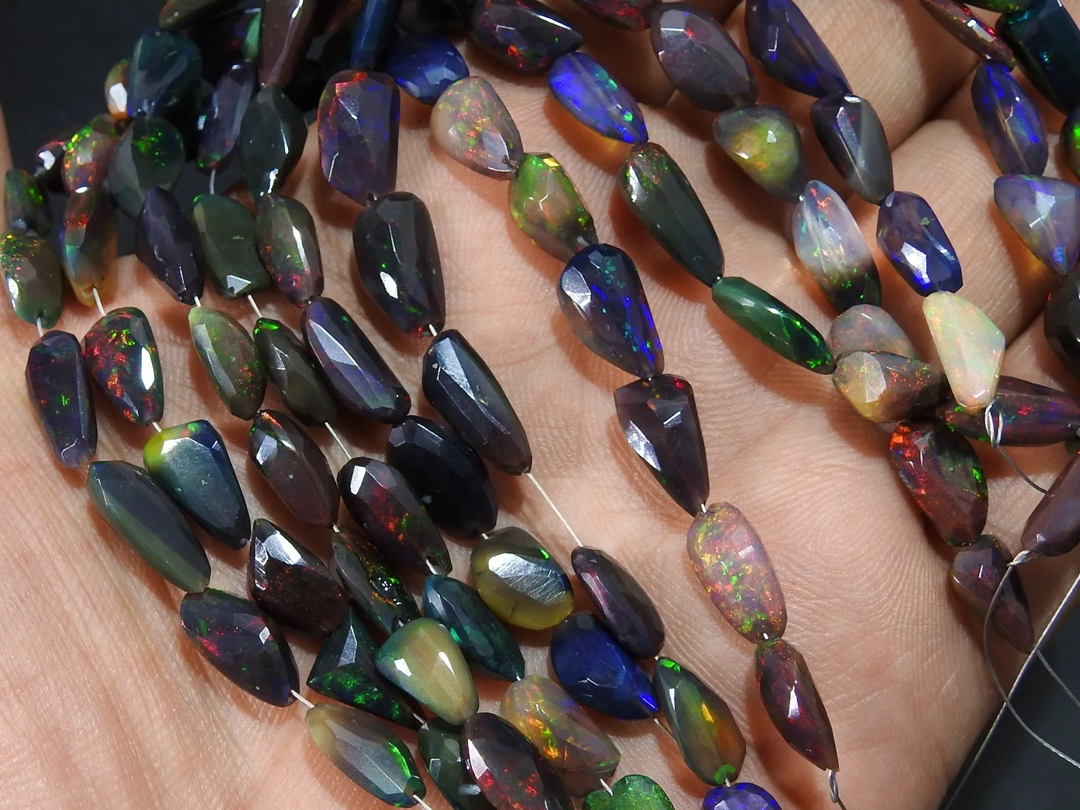 Ethiopian Black Opal Multi Fire Faceted Tumble Nugget - Buy Opal ...
