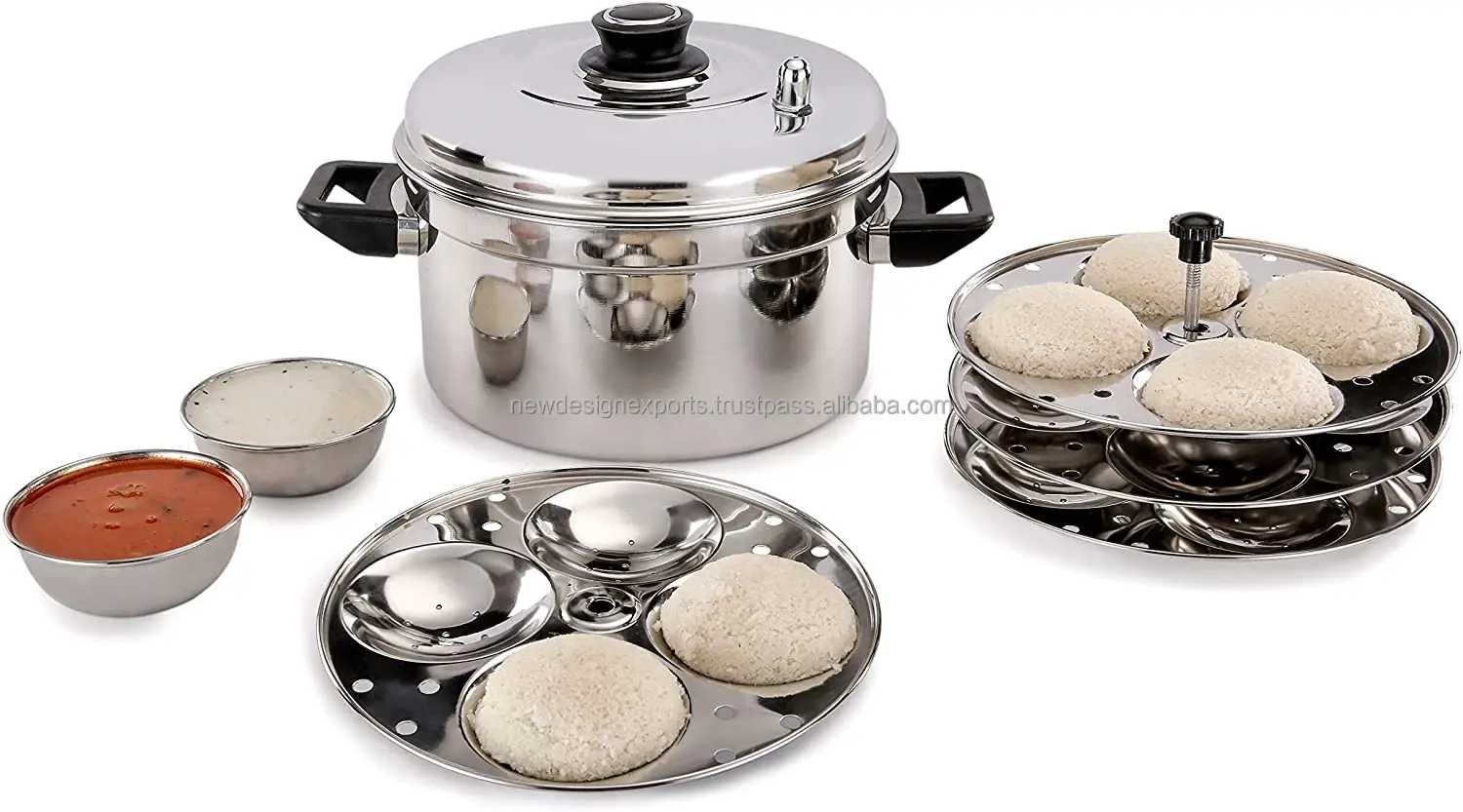Stainless Steel Idli Cooker with 4 Plates - Durable & Efficient