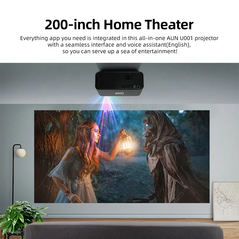 New Aun U001 18000 Lumens Projector Android 11 Smart Tv 3d Home Theater ...