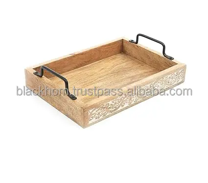 Artistic Tray Wooden Serving Tray With Handles Custom New Design Wood ...