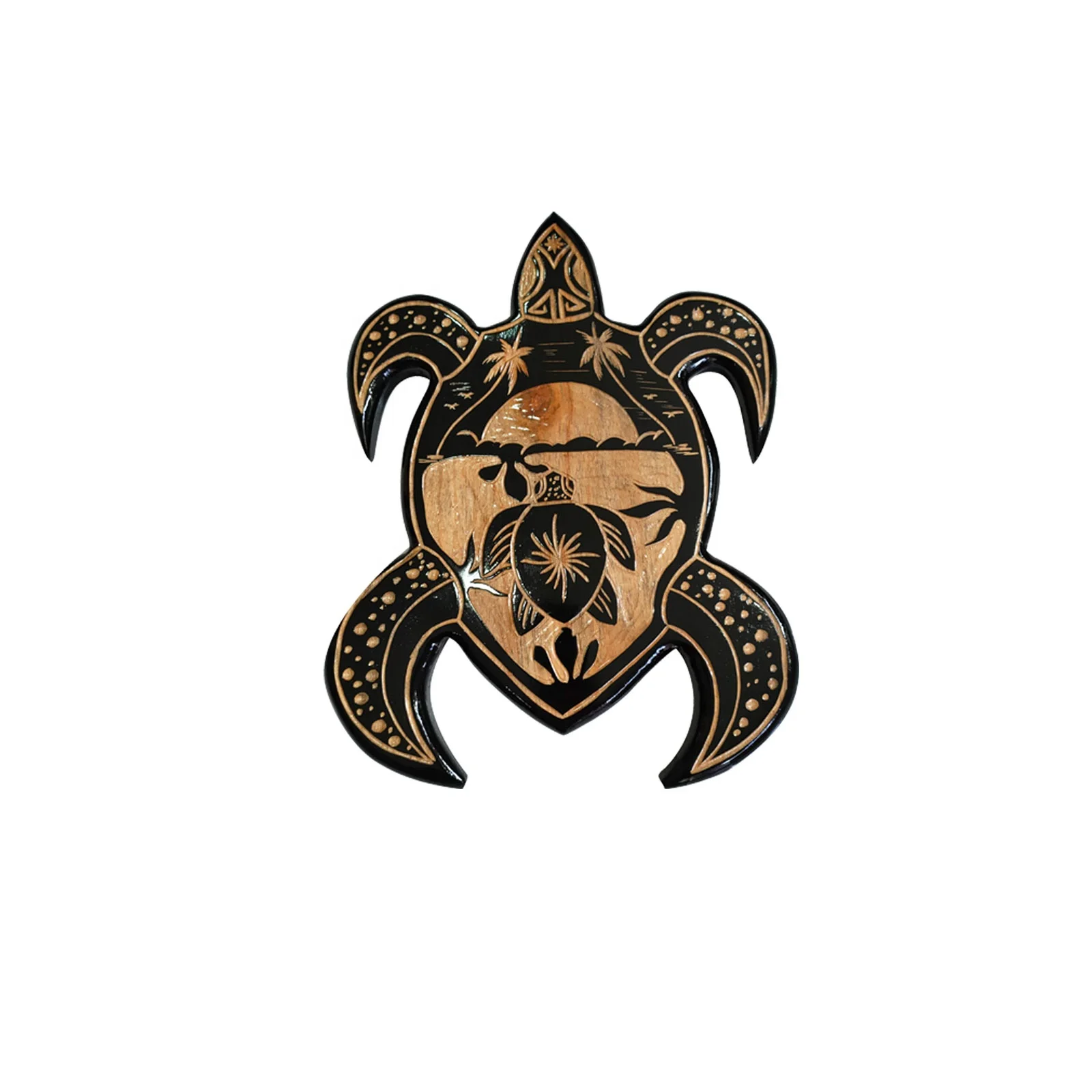 Handmade Natural Wooden Hawaiian Sea Turtle 30 Cm Wood Carving Wall ...