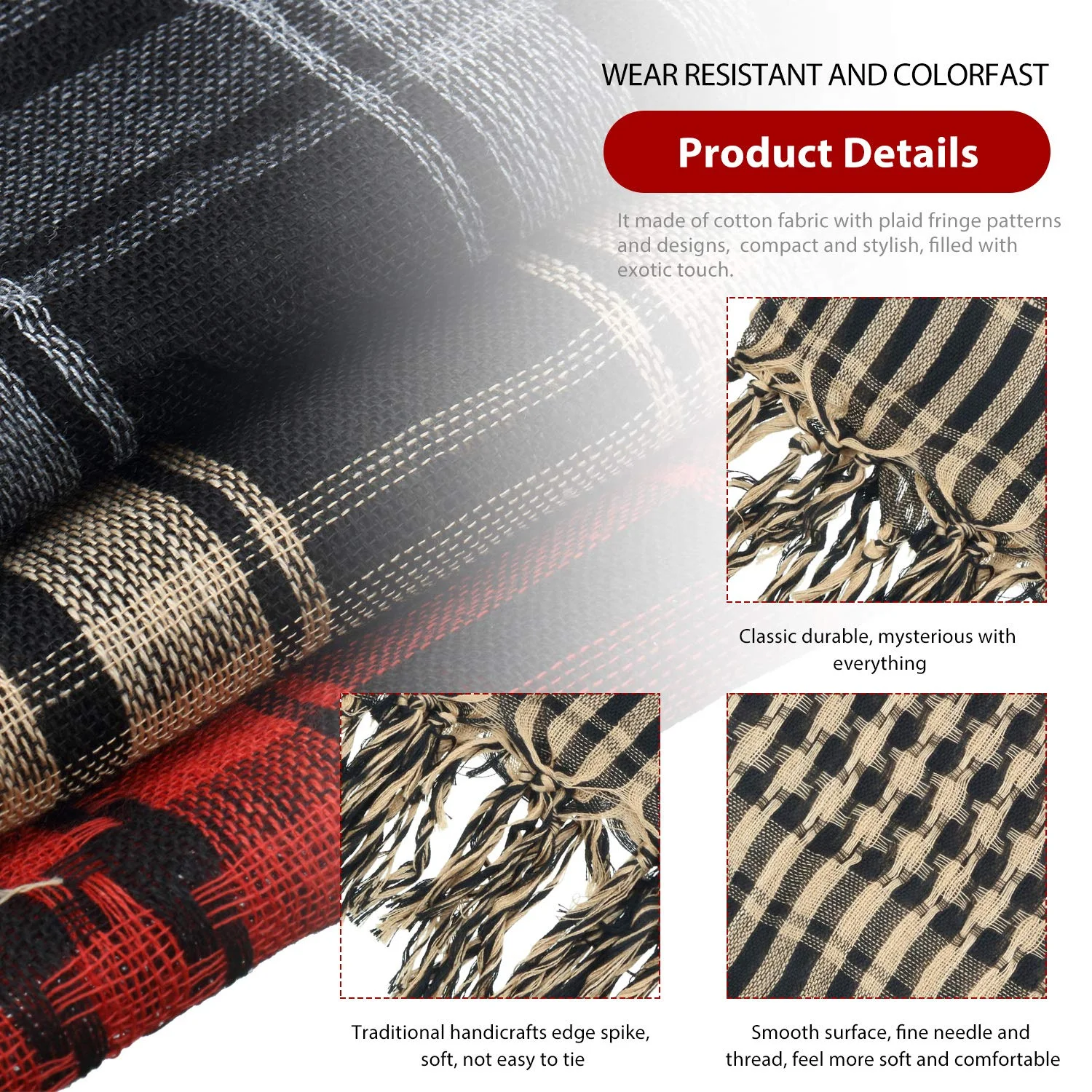 Shemagh Keffiyeh Head Neck Scarf Cotton Scarf for Women Outdoor Camping ...