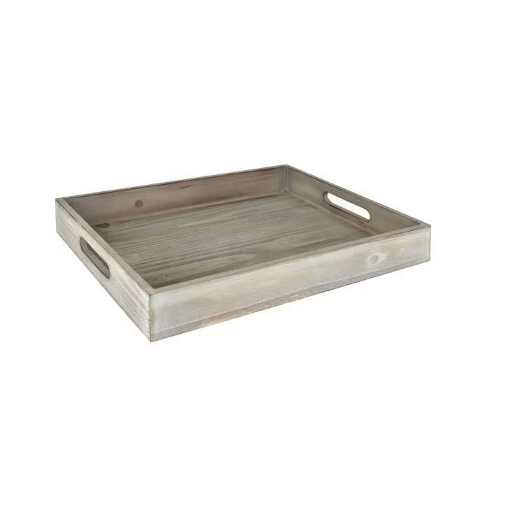 Wooden Antique Grey Painted Hand Carved Tray For Home And Kitchen ...