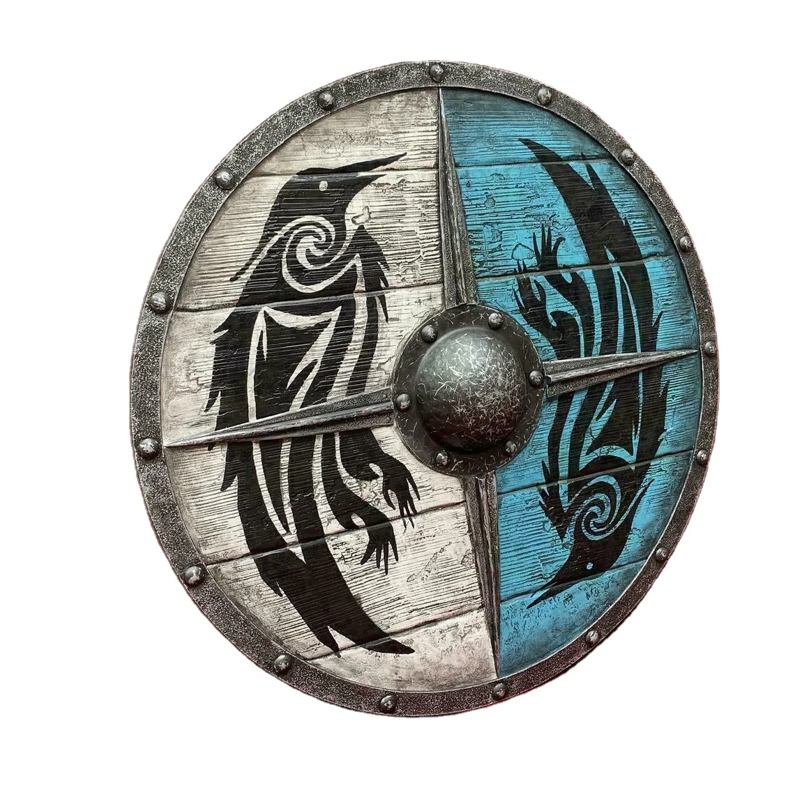 Medieval Crow Warrior Wood & Steel Viking Round Shield Armor Templar ...