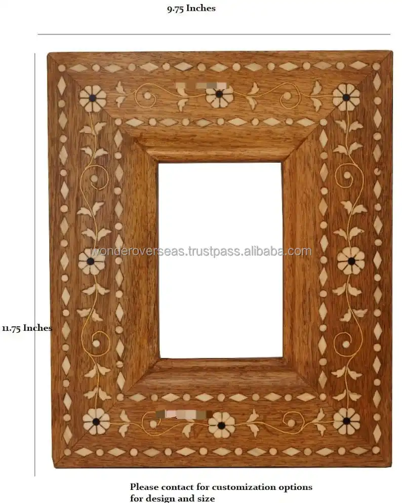 Wooden Rustic Bone Inlay Picture Frame Set With High Definition Glass ...
