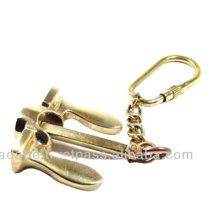 Brass Key Chain Marine Folding Anchor Nautical Key Chain Golden Color ...