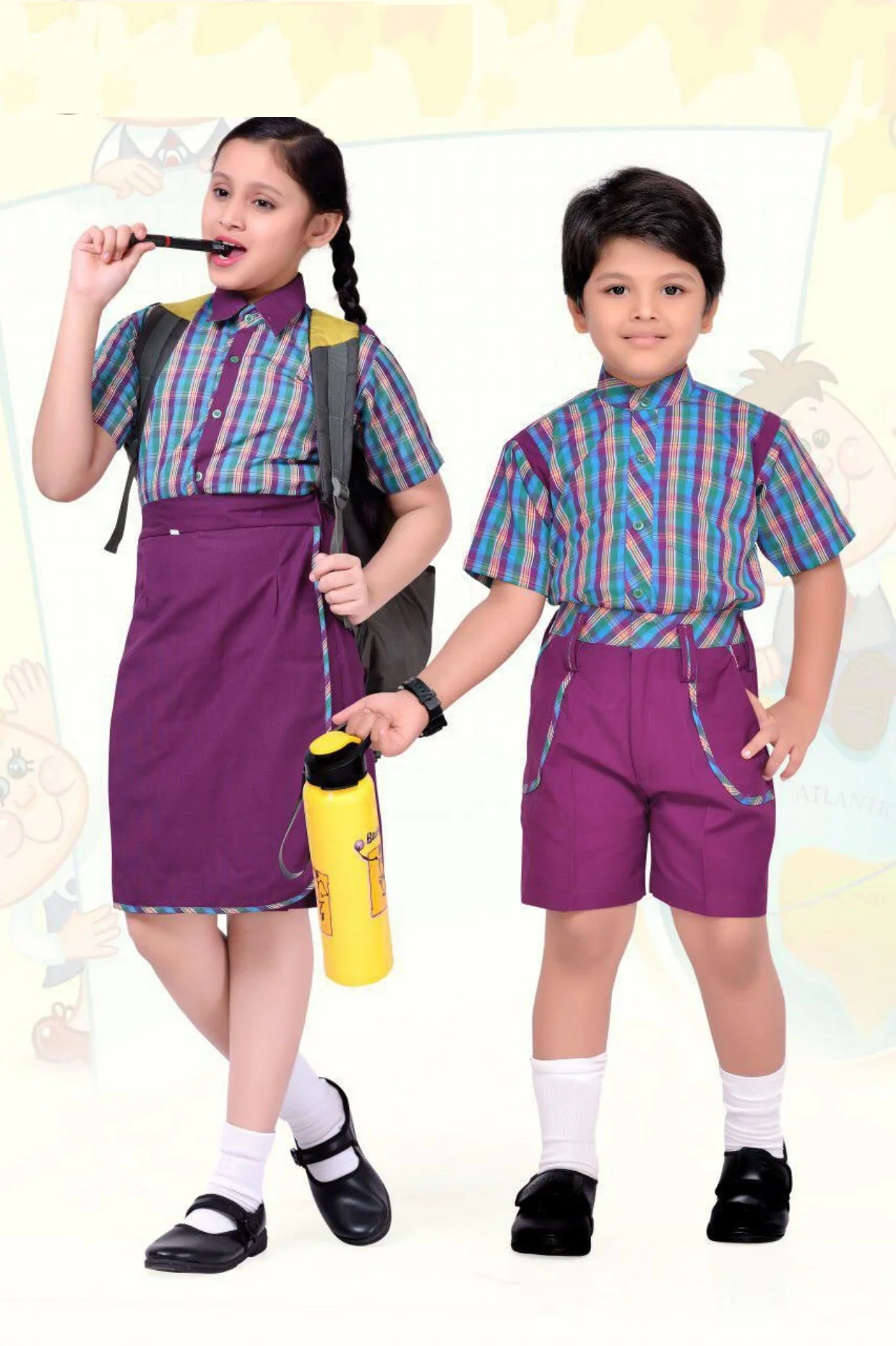 Green School Uniform Set Girls Long Sleeve Shirt/skirt/tie And Boys ...