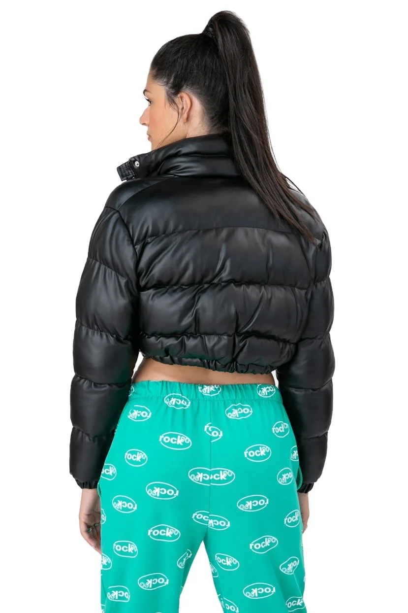 Women Shiny Wet Look Vinyl Thick Puffer Coats Women Shiny Wet Look ...