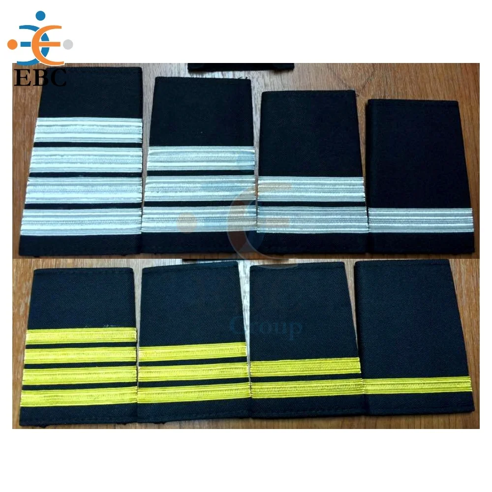 Custom Made Pilot Uniform Rank Captains Epaulette Slip-on Sliders Long ...