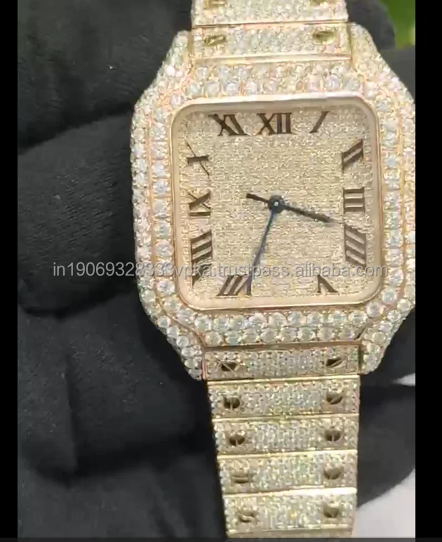 Luxury Silver Square Diamond Watch Analog Quartz Movement Unisex ...