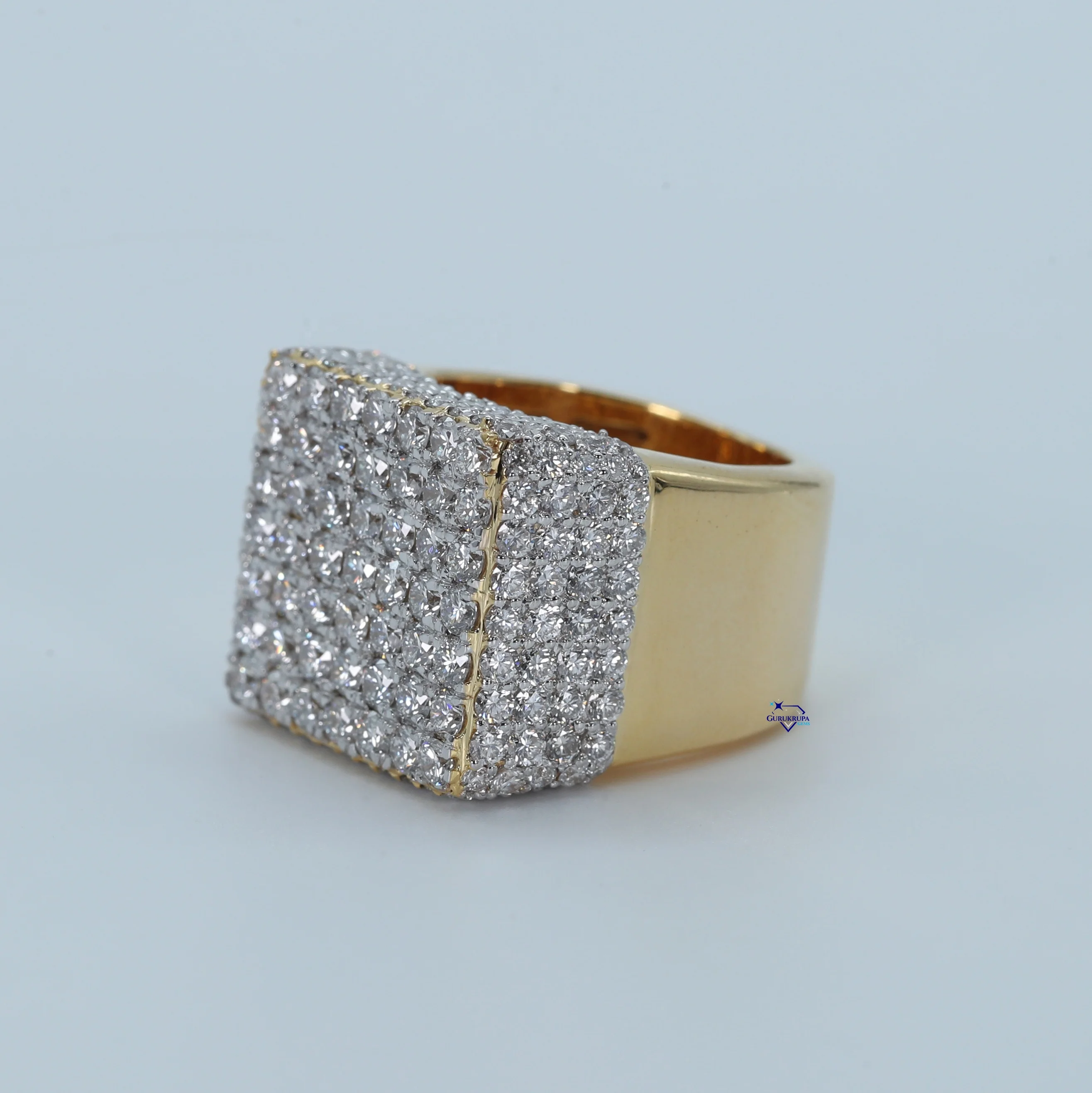 Unique Hip Hop Ring Crafted In 14 Kt Yellow Gold Embellished In Round ...