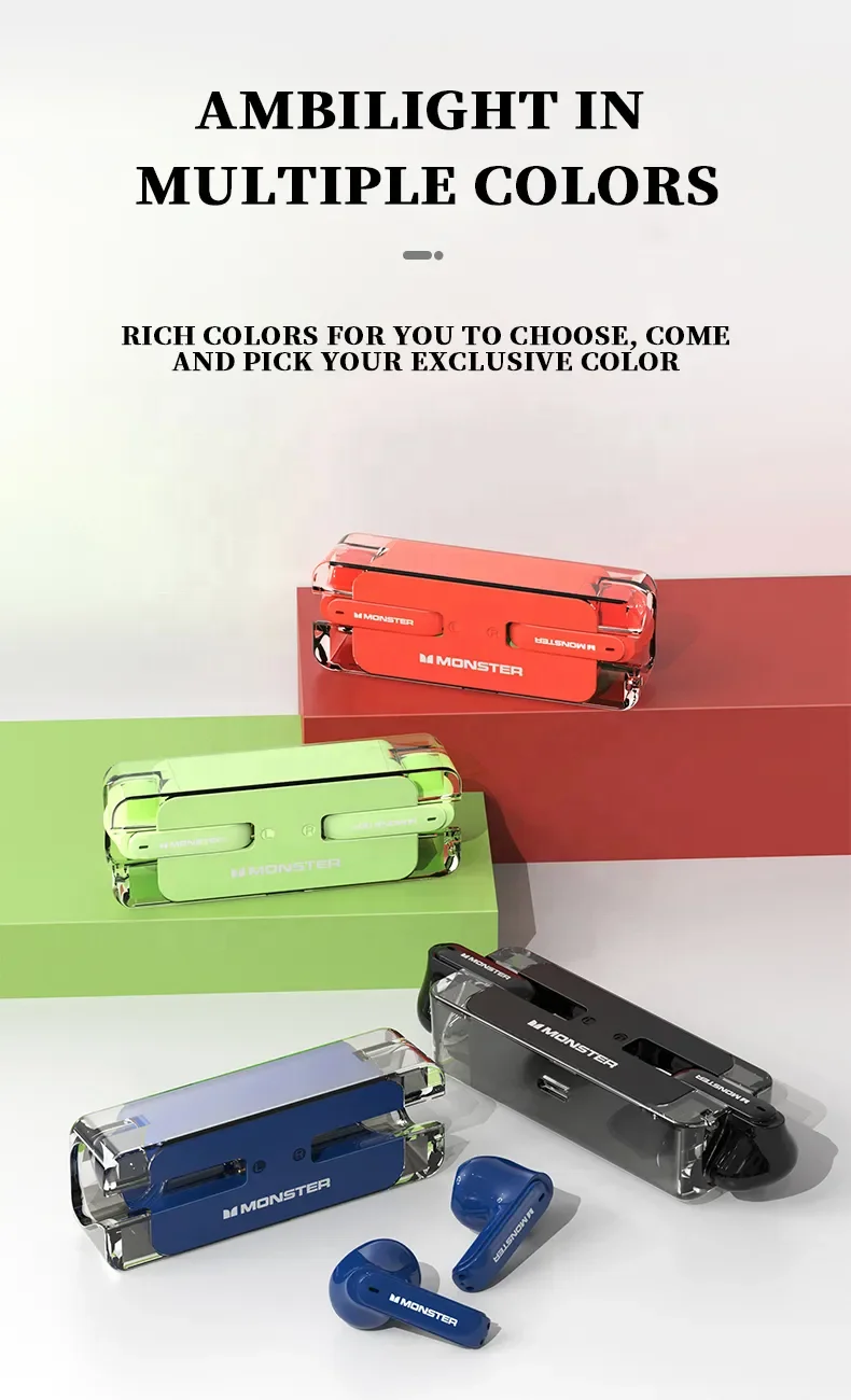 Monster Airmars XKT08 ENC Wireless Earbuds Magnetic Gaming Earphones ...