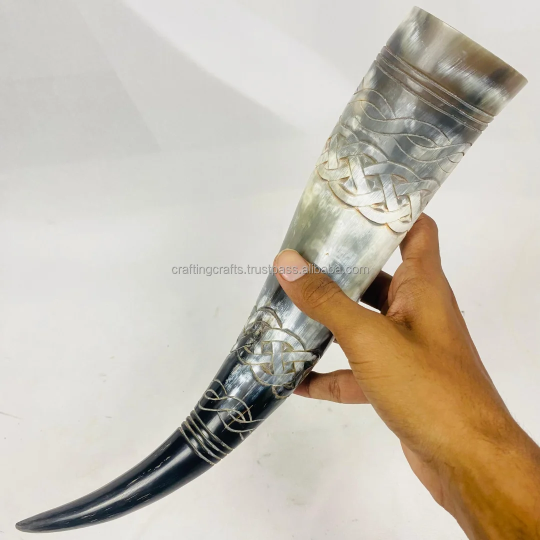 Viking Drinking Horn Handmade Carved Authentic Animal Buffalo Horn ...