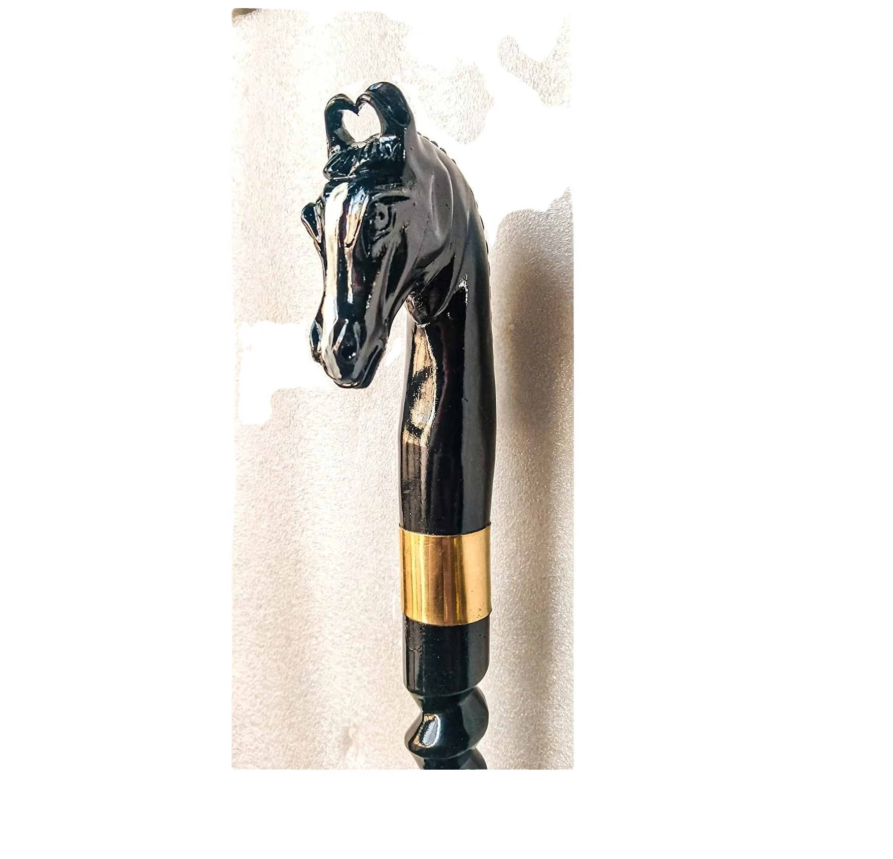 Antique Horse Head Walking Stick - Elegant Wooden Cane with Brass Derby ...