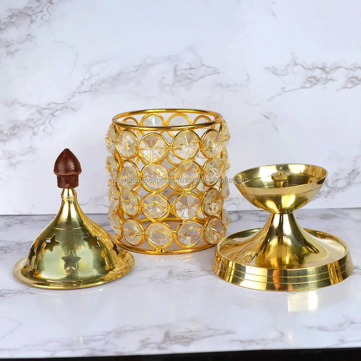 Brass Oil LAMP with Crystals - AKHAND Diya for Diwali