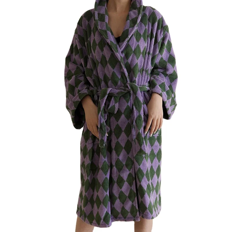 Oem Customized Logo New Hotel Bathrobe Pure Cotton Retro Diamond Water ...