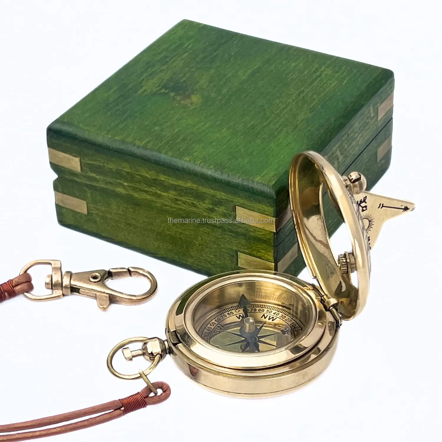 Handmade Nautical Solid Brass Mini Push Button Sundial Compass With ...