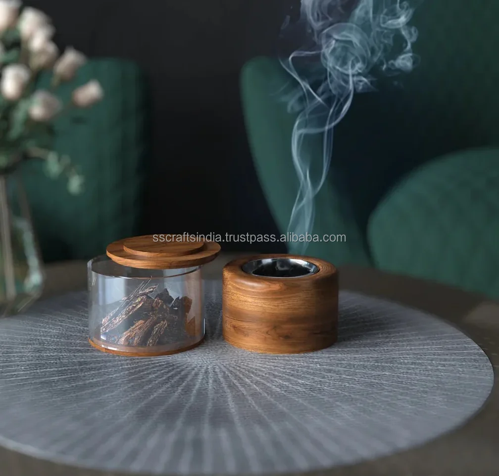 Natural Wooden Bakhoor Burner Home Decoration Arabic Mubkhar Agate ...