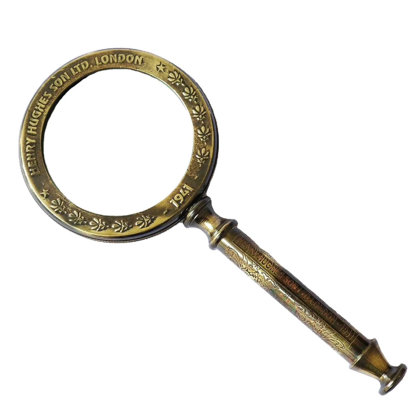 Antique Brass Magnifying Glass Magnifier Vintage Nautical Table Top ...