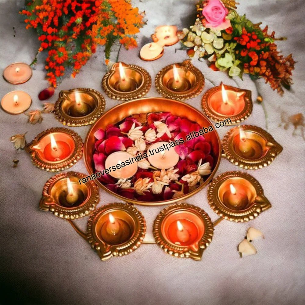 High Quality Metal Urli Diya with Bowl for Home Decor