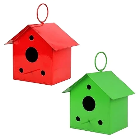 Square Metal Birdhouse Galvanized Bird House Distressed Metal Bird ...