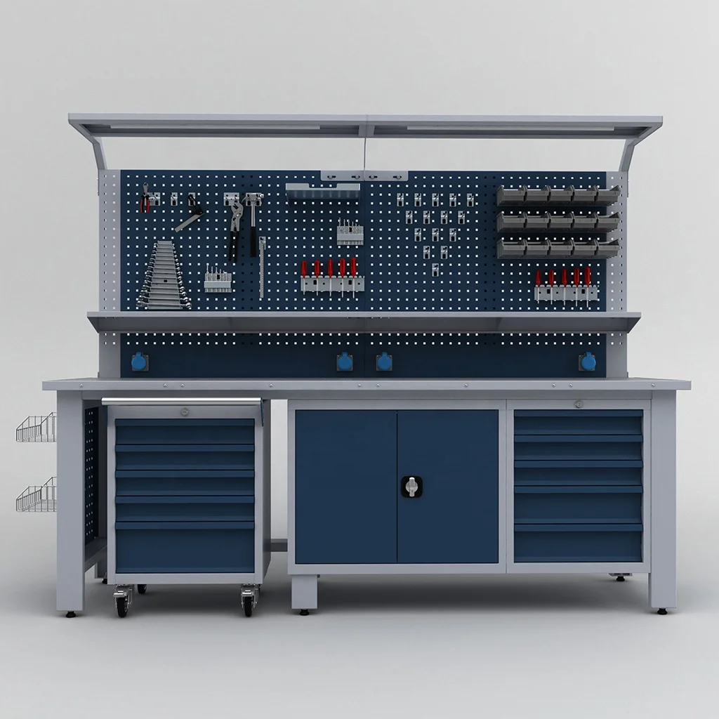 BODUR Professional Metal Workbench - Heavy Duty & Storage
