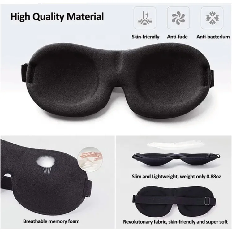 Blindfold 3d Contoured Cup Adjustable Strap Sleeping Mask - Buy ...