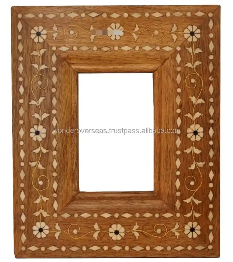 Wooden Rustic Bone Inlay Picture Frame Set With High Definition Glass ...