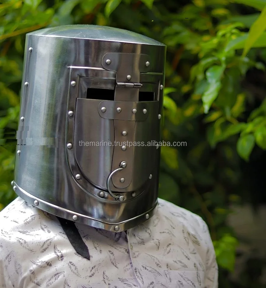 Medieval Visored Great Crusaders Helmet |German & European Closed Helm ...